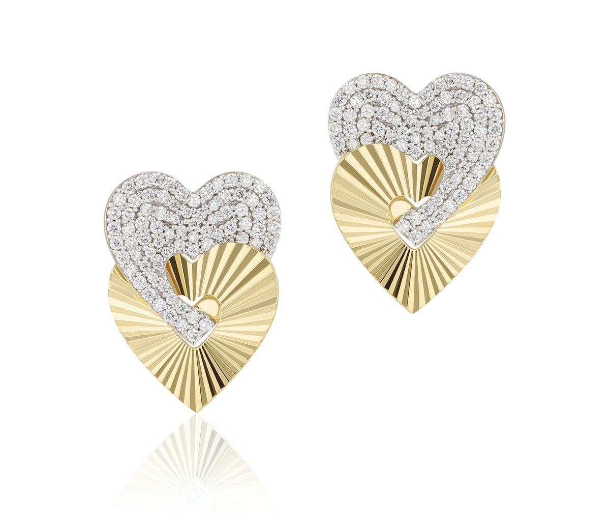 Large Aura Interlocking Heart Studs – Phillips House