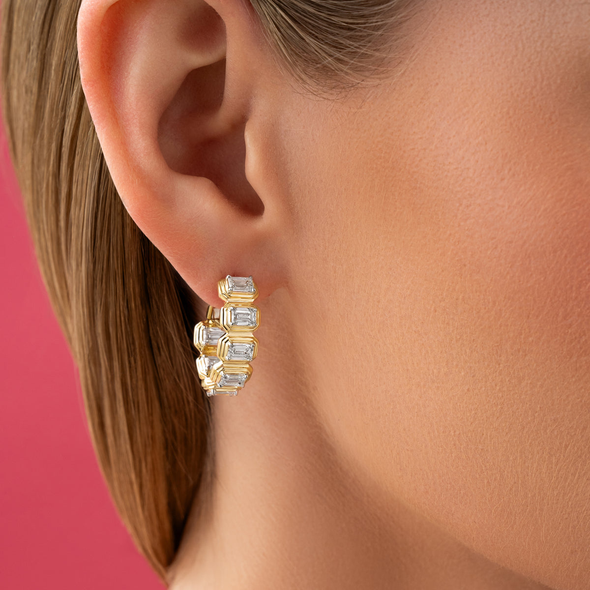 Emerald Cut Layered Hoops – Phillips House