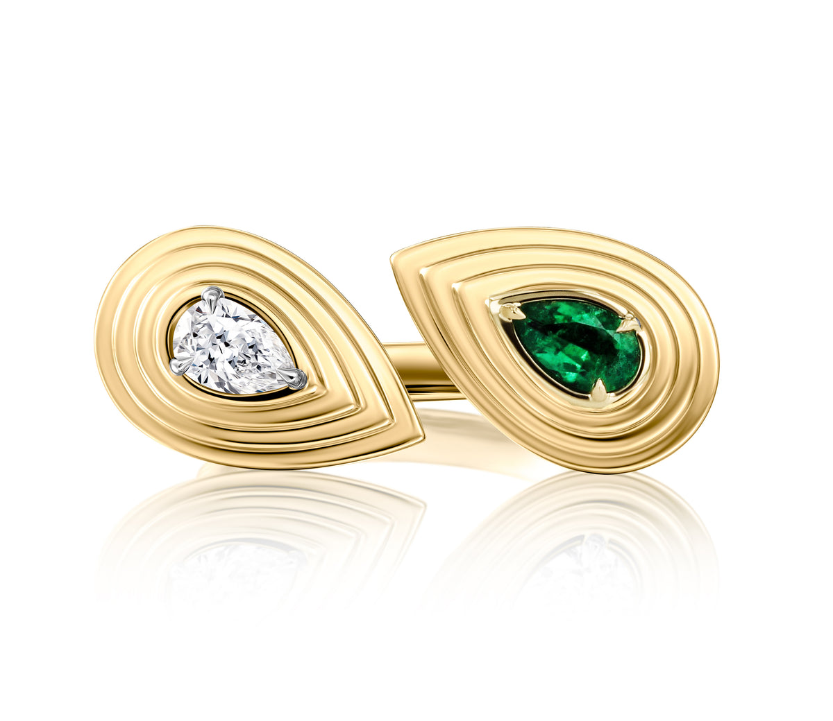 Pear Shape Emerald and Diamond Layered Double Ring – Phillips House